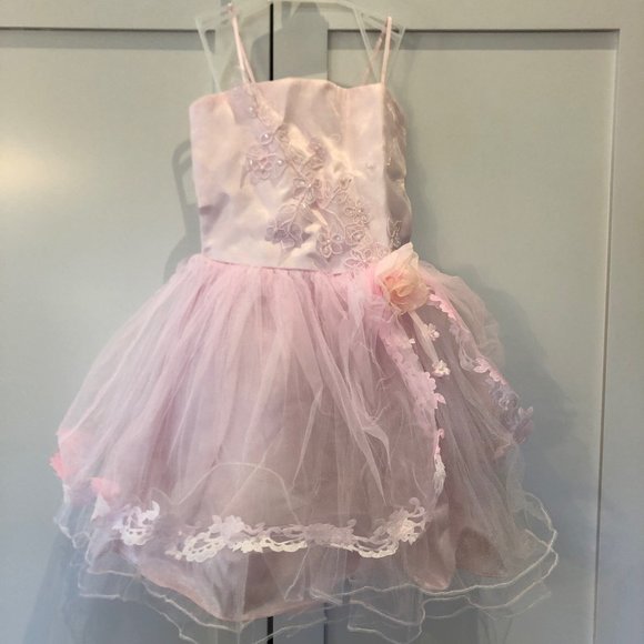 Posh | Costumes | Posh Pink M 46 Girls Lace Layered Dress Flowers ...